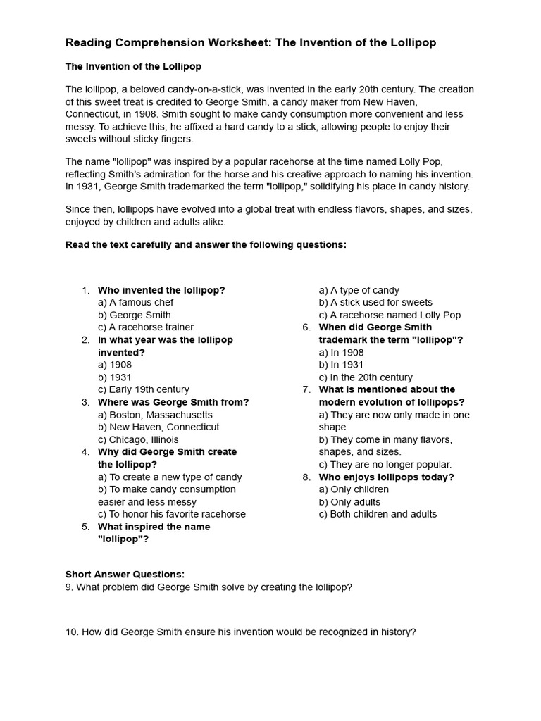 The Invention of the Lollipop by George Smith | PDF | Candy | Chess Theory