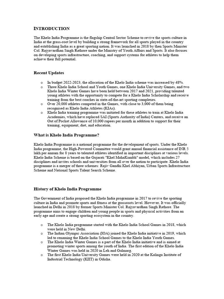 Khelo India PDF$20240709100720 | PDF | Sports