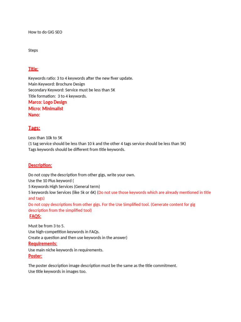 GIG SEO Guide for Brochure Design | PDF