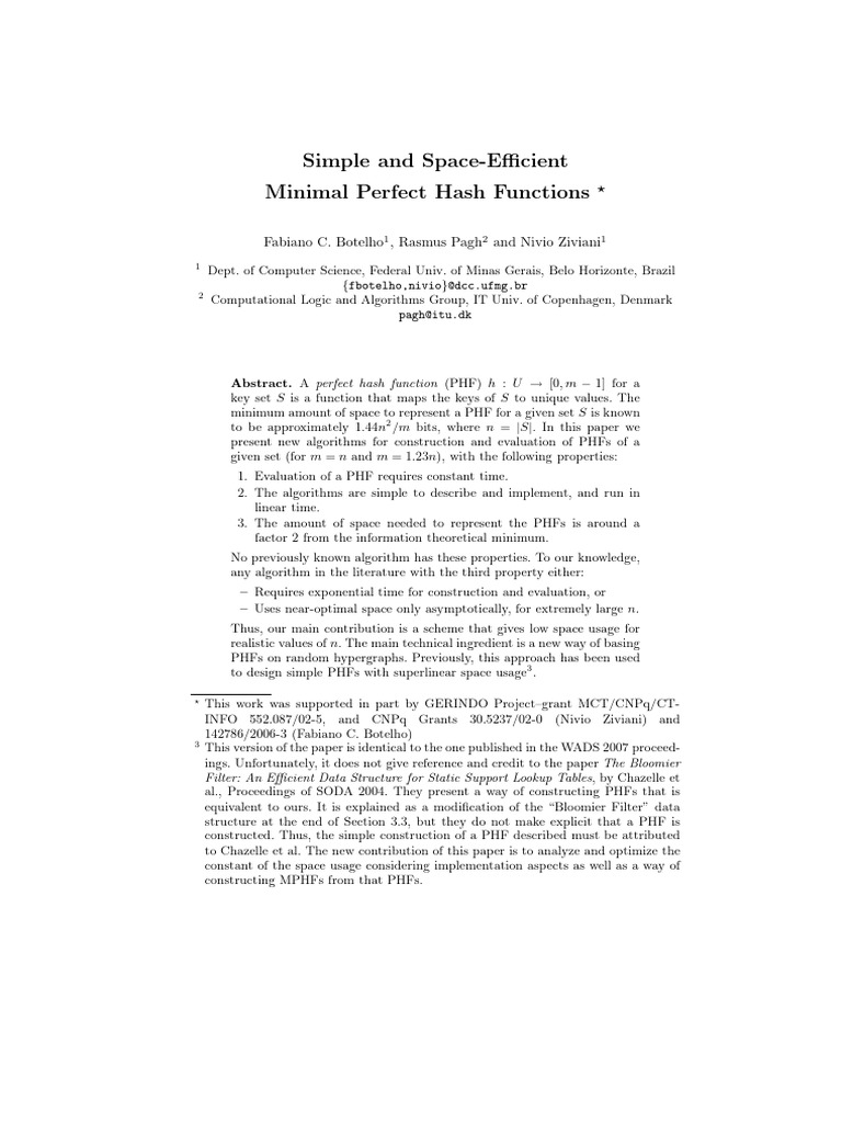 2007 - Simple and Space-Efficient Minimal Perfect Hash Functions ...