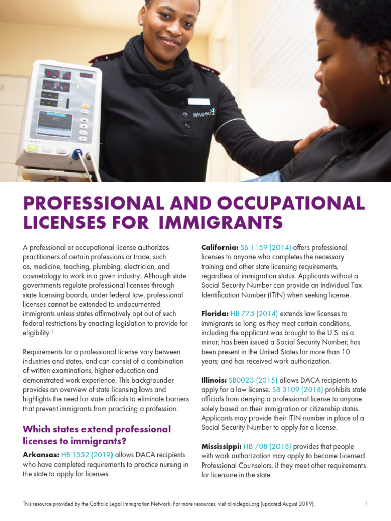 Professional Occupational Licenses For Immigrants2019 | PDF | Deferred ...