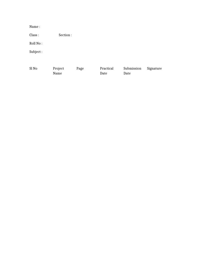 Project Record Format | PDF