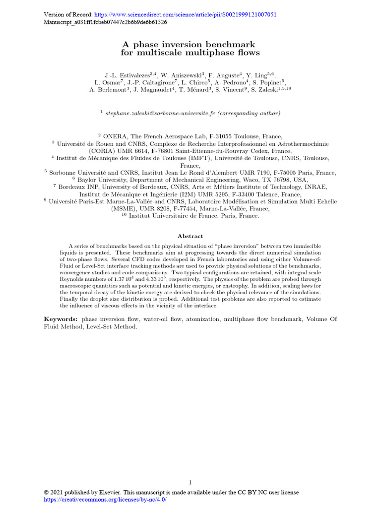 A Phase Inversion Benchmark For Multiscale Multiphase Flows | PDF ...