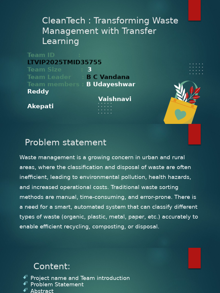 CleanTech Transforming Waste Management With Transfer Learning | PDF ...