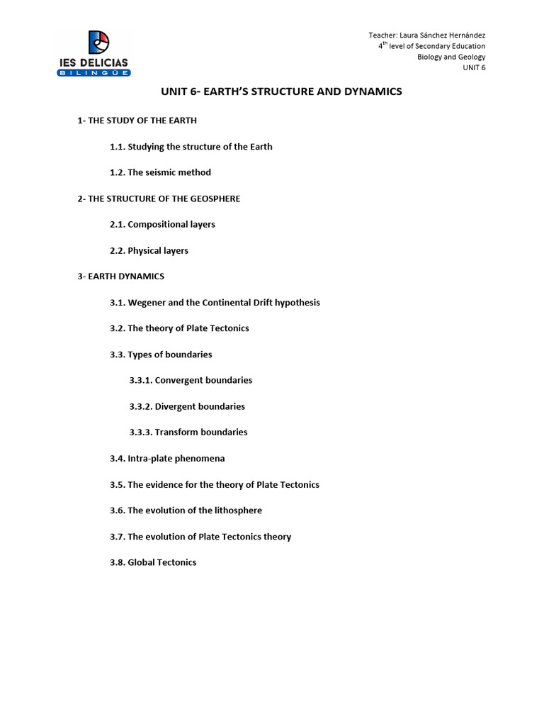 UNIT 6 - Earth's Structure and Dynamics | PDF | Plate Tectonics | Earth Sciences