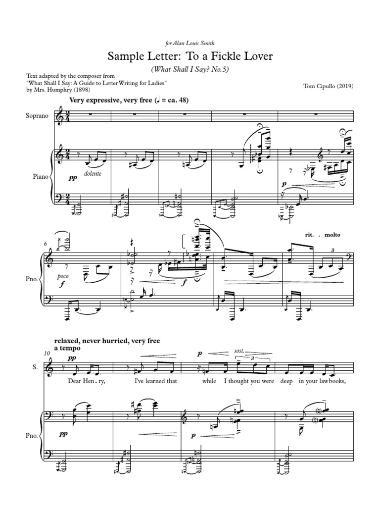 Expressive Letter to a Fickle Lover | PDF | Musical Compositions ...
