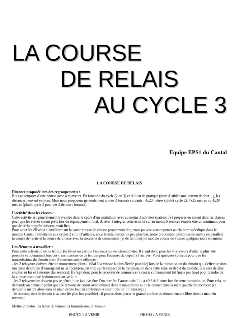 Guide de la Course de Relais au Cycle 3 | PDF | Athlétisme
