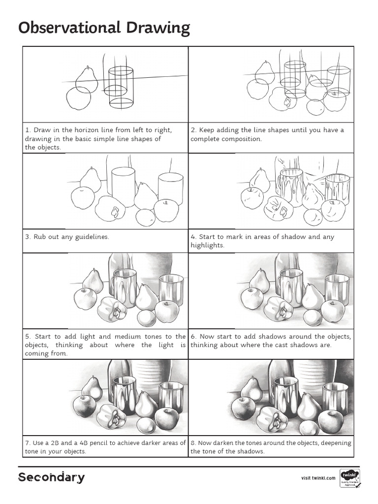 Observational Drawing Activity Sheet | PDF