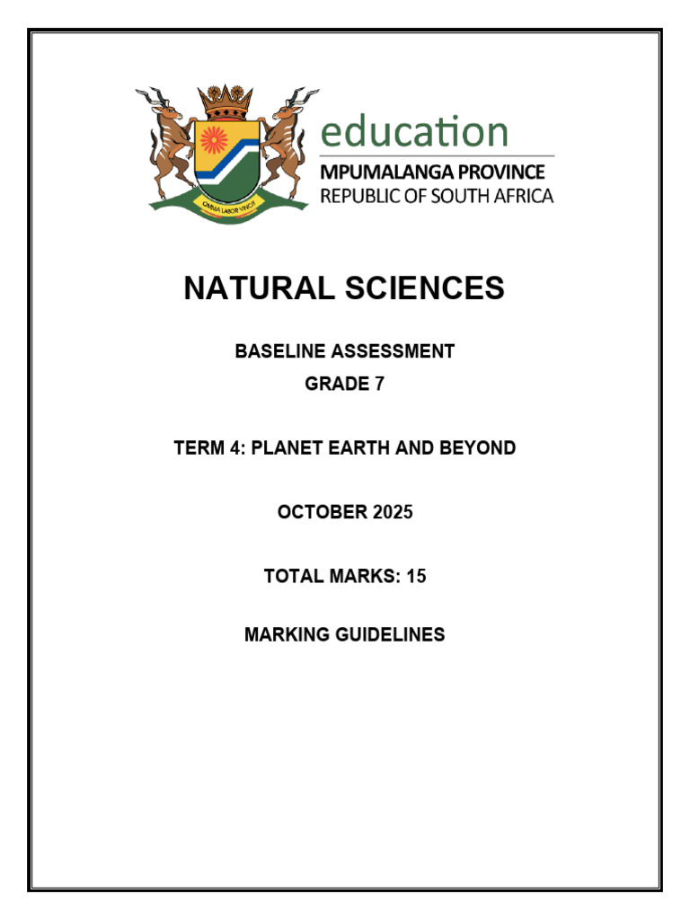 Grade 7 Term 4 Natural Science Exam | PDF