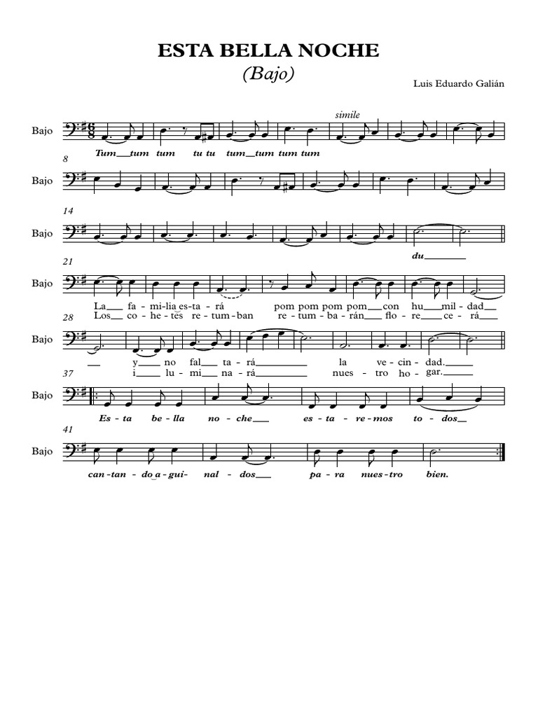 Esta Bella Noche (Bajo) | PDF