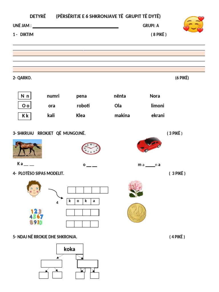 Test GR 2 Shkronjave | PDF