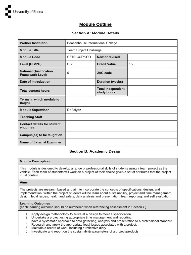 Team Project Challenge Module Overview | PDF