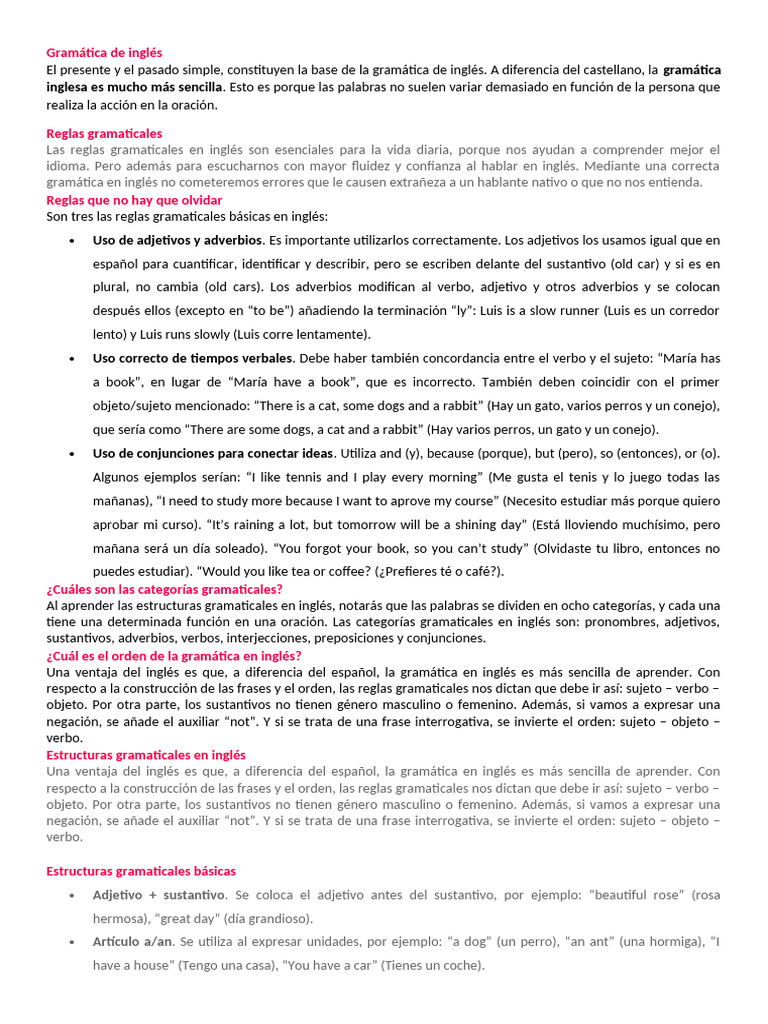 Estructuras Gramaticales en Inglés | PDF | Verbo | Adverbio