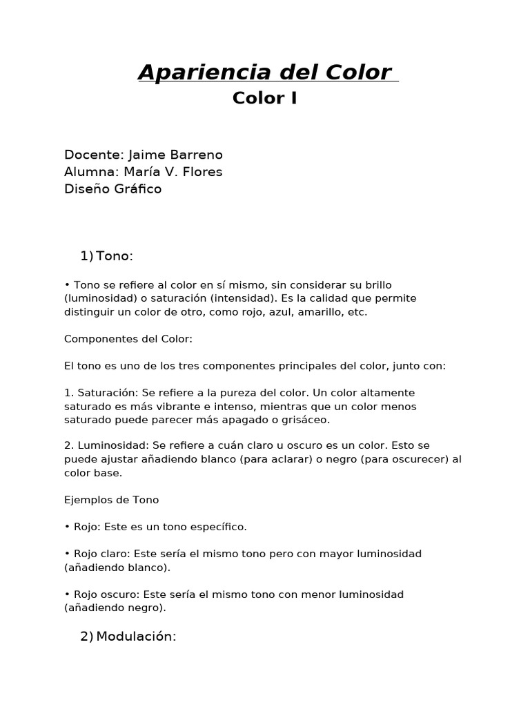 Componentes y Modulación del Color | PDF | Color | Matiz