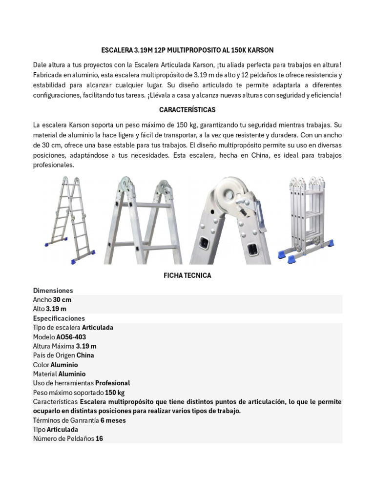 Ficha Tecnica Escalera Multiproposito | PDF