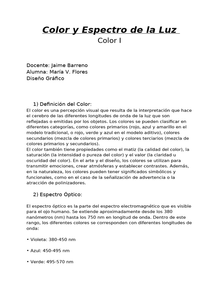 Color y Espectro de La Luz Esta Si | PDF | Color | Azul