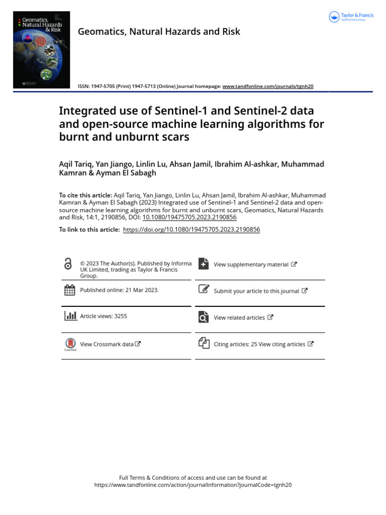 Integrated Use of Sentinel-1 and Sentinel-2 Data and Open-Source ...