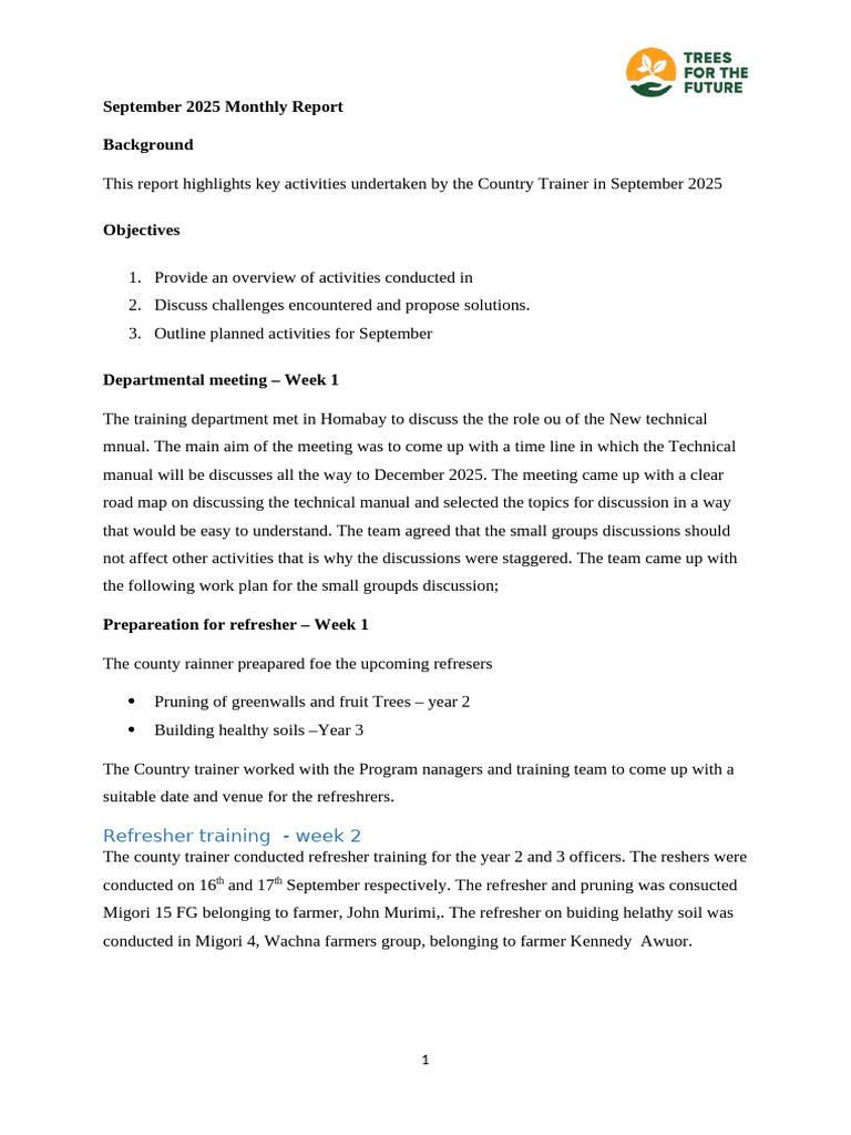 September Training Report | PDF