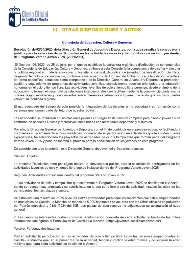 DOCM Verano Joven | PDF