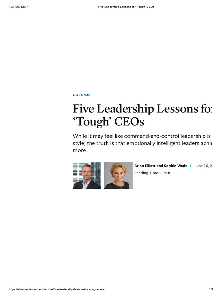 Leadership Lessons for Tough CEOs | PDF | Empathy | Leadership