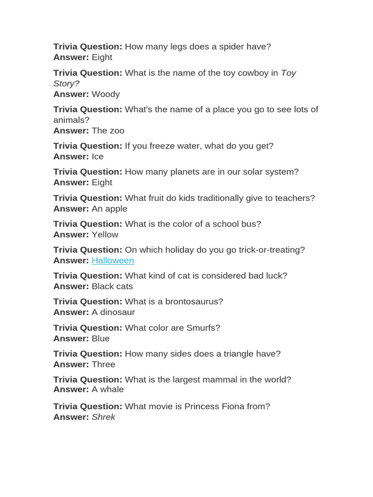 Fun Trivia Questions and Answers | PDF