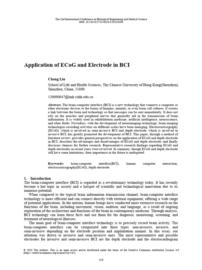 Application of Ecog and Electrode in Bci 2y3qg0x2 | PDF ...