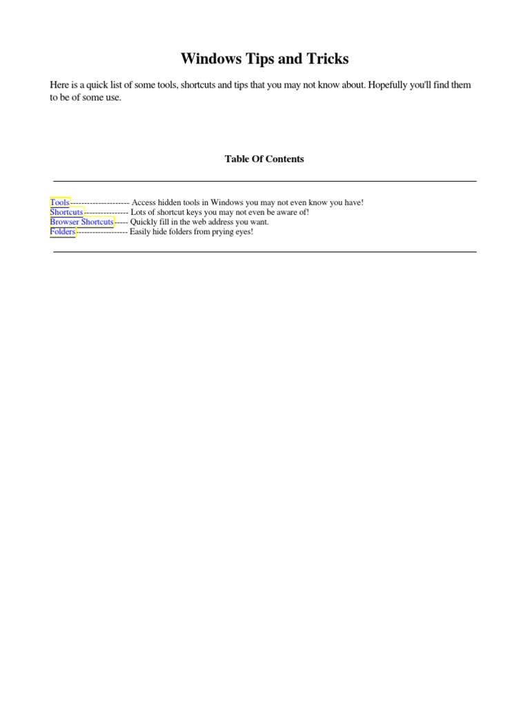Windows Tips and Tricks | PDF | Computers