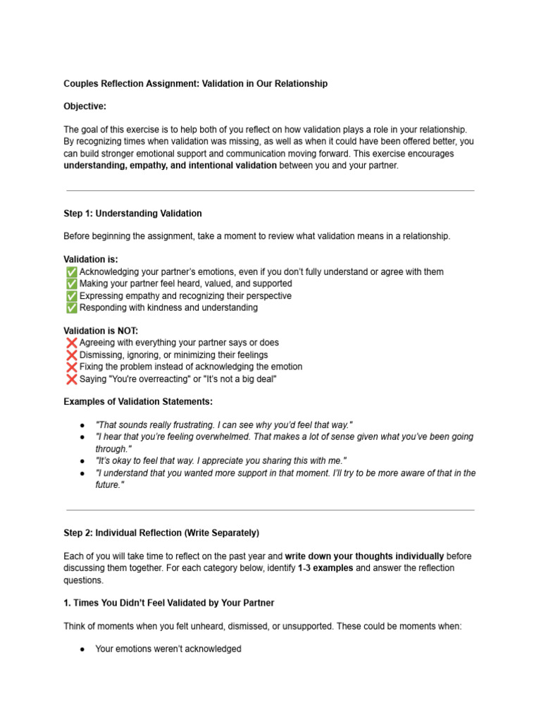 Validation Exercise PDF | PDF | Human Communication | Social Psychology