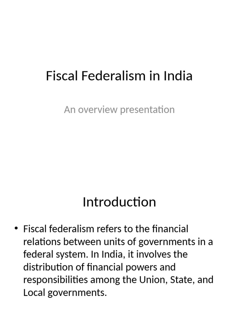 Fiscal Federalism in India | PDF