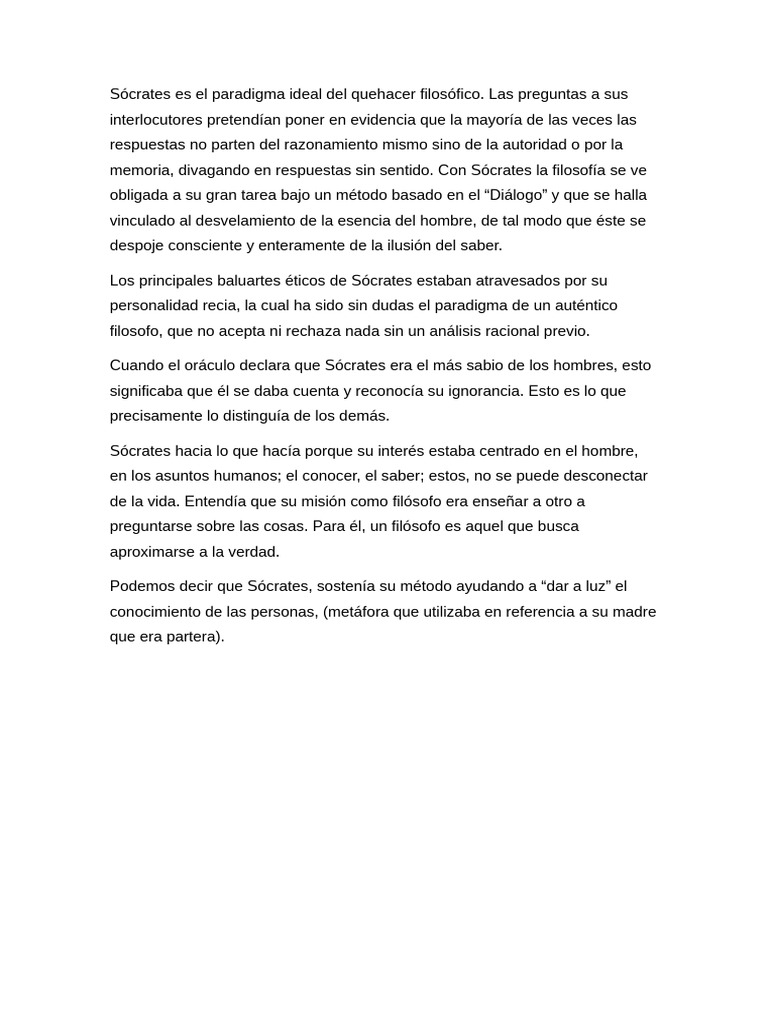 Sócrates Es El Paradigma Ideal Del Quehacer Filosófico | PDF