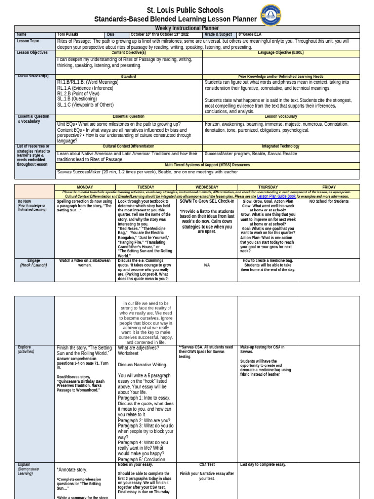 October 10th Through October 13th | PDF | Learning | Vocabulary