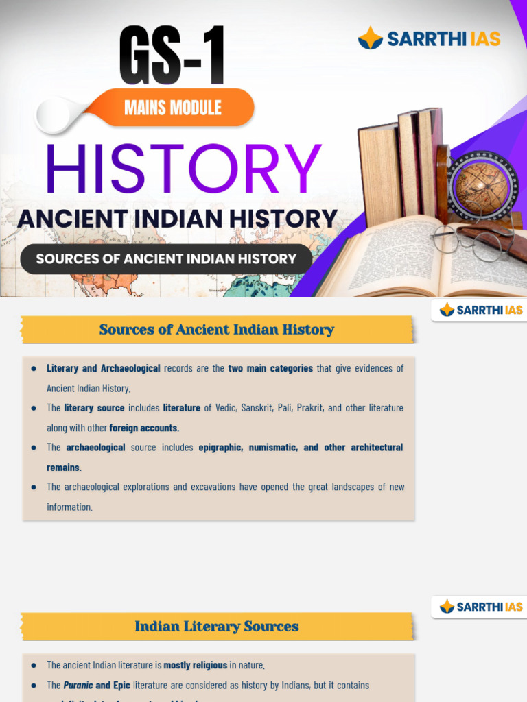 Sources of Ancient Indian History Insights | PDF | Vedas | Puranas