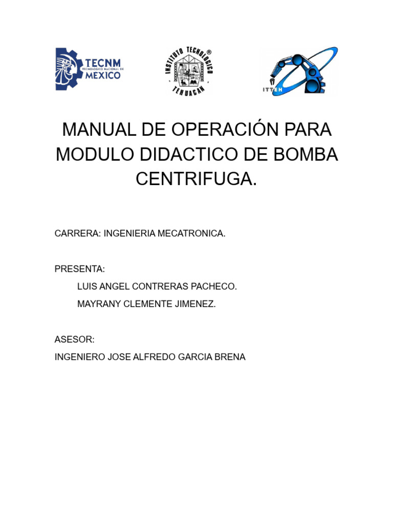 Manual de Operación para Modulo Didactico de Bomba Centrifuga | PDF | Controlador lógico ...