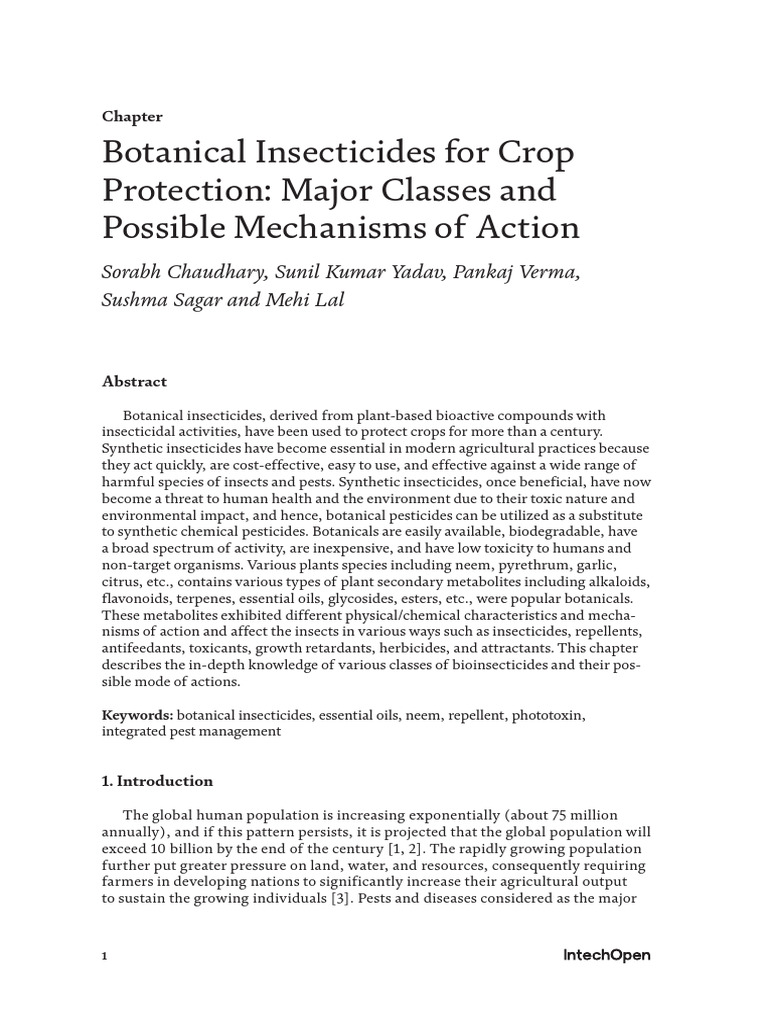 Botanical Insecticides For Crop Protection Major C | PDF ...