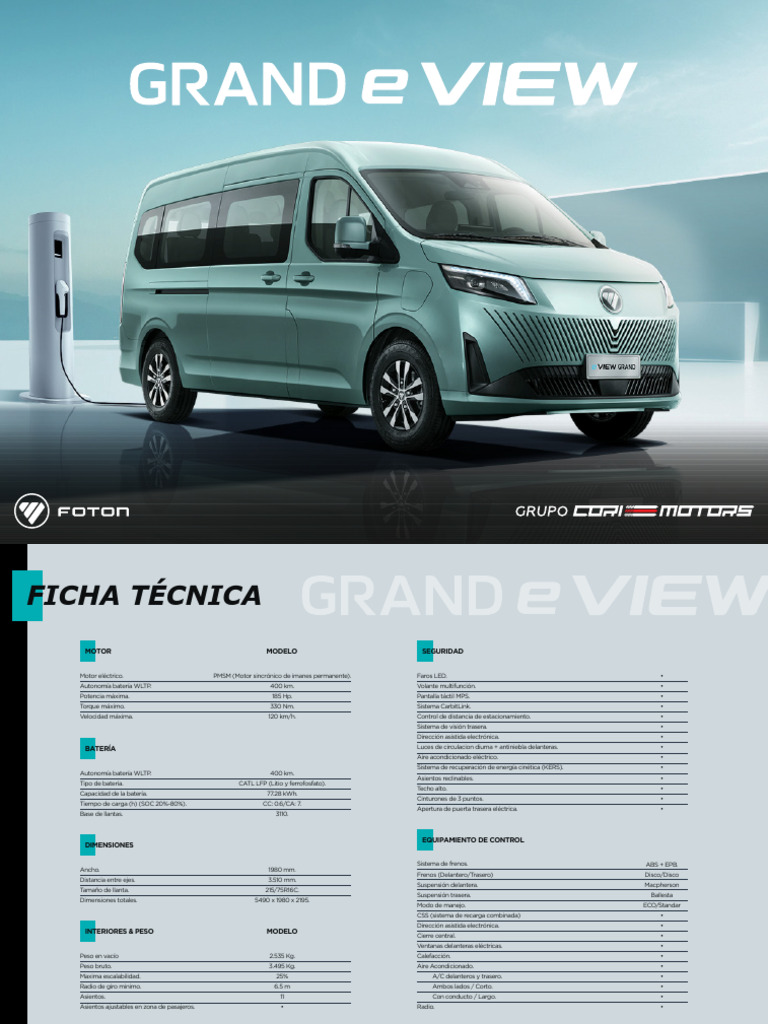 Foton Grand Eview Ficha Tecnica 2025 v1 | PDF | Vehículo de motor ...