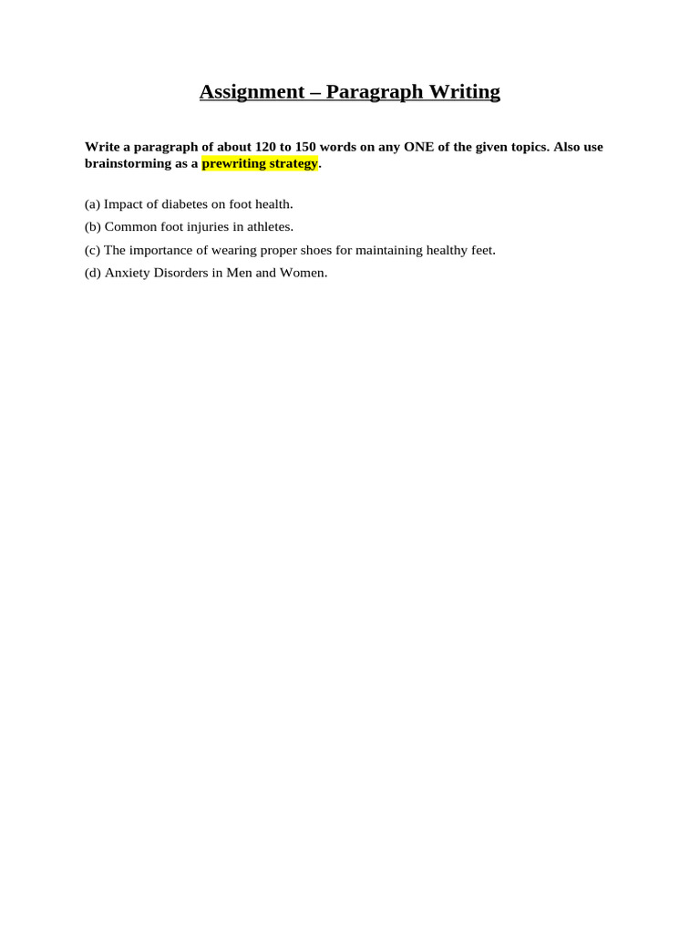 Week 2 - Paragraph Writing Assignment | PDF