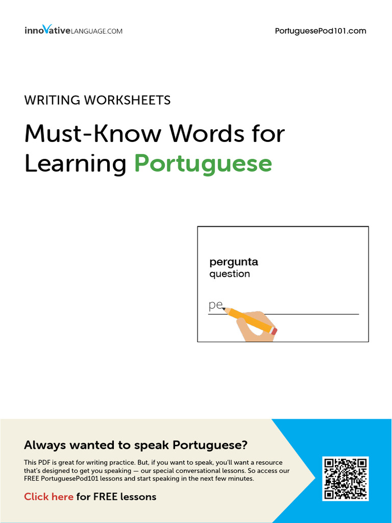 Free Portuguese Writing Worksheets | PDF | Noun | Plural