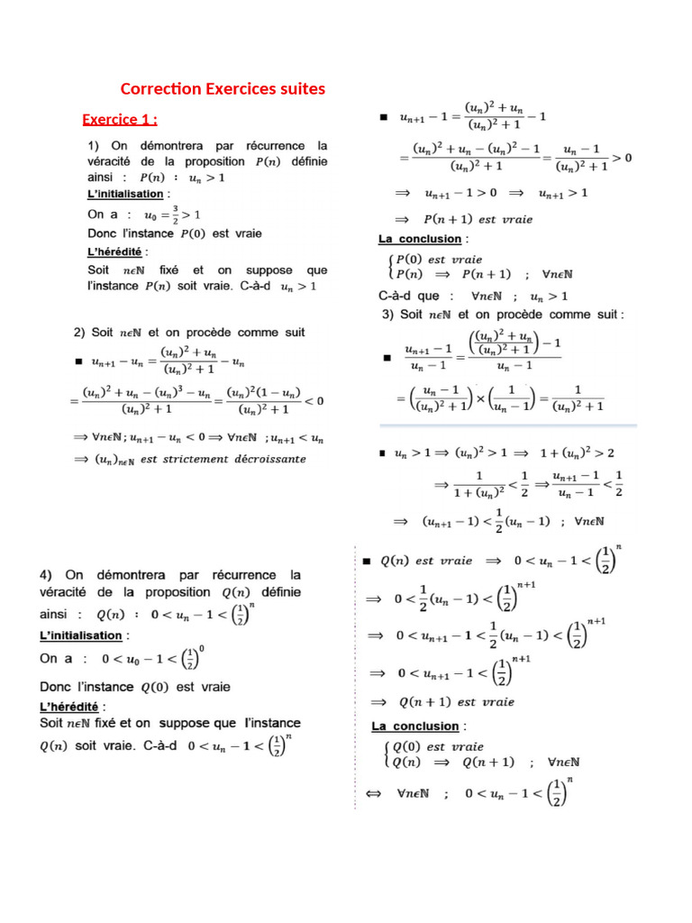 Correction Exercices Suites | PDF