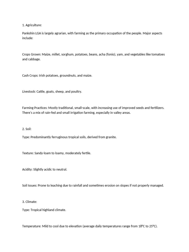 Agriculture Pankshin | PDF