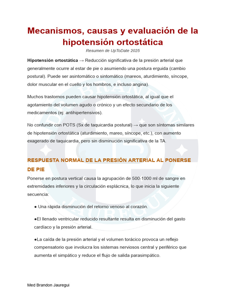 Causas y evaluación de hipotensión ortostática | PDF | Presión ...