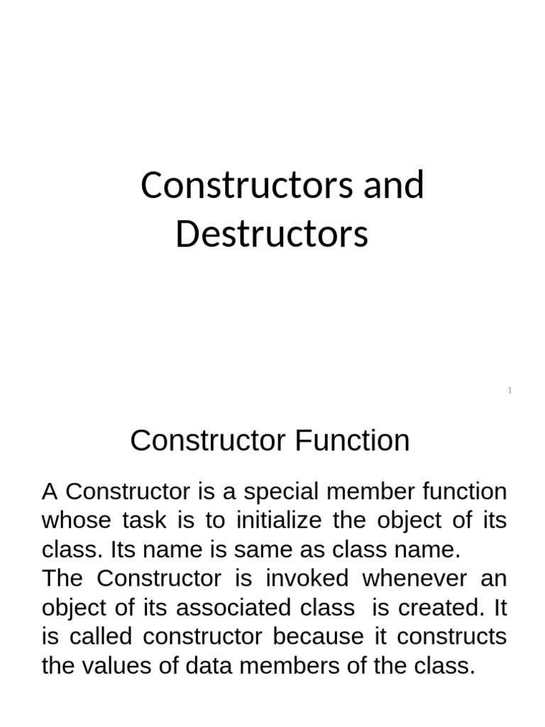 Chapter 6 (Constrcuctors & Destructors) | PDF | Constructor (Object ...