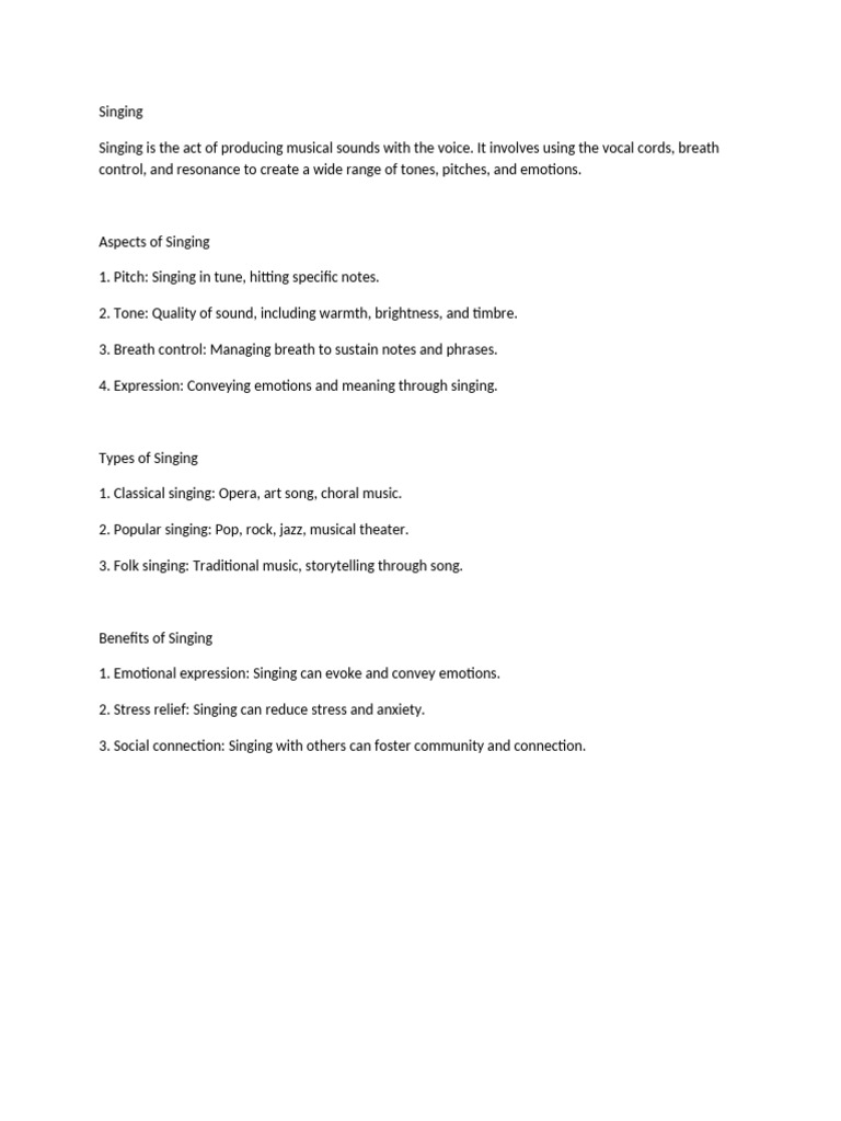 Singing Class 1 | PDF