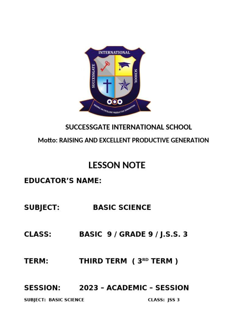 Basic Science JSS3 3RD Term L-Note | PDF | Buoyancy | Density