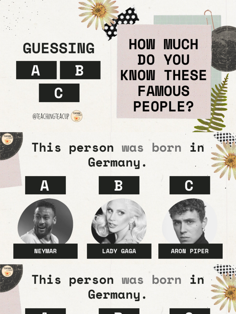 How Much Do You Know These Famous People - @teachingteacup | PDF