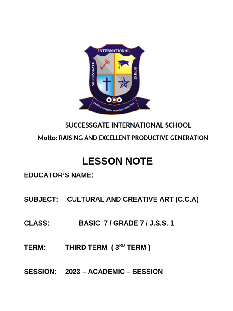 Cca JSS1 3RD Term L-Note | PDF | Musical Instruments | String Instruments