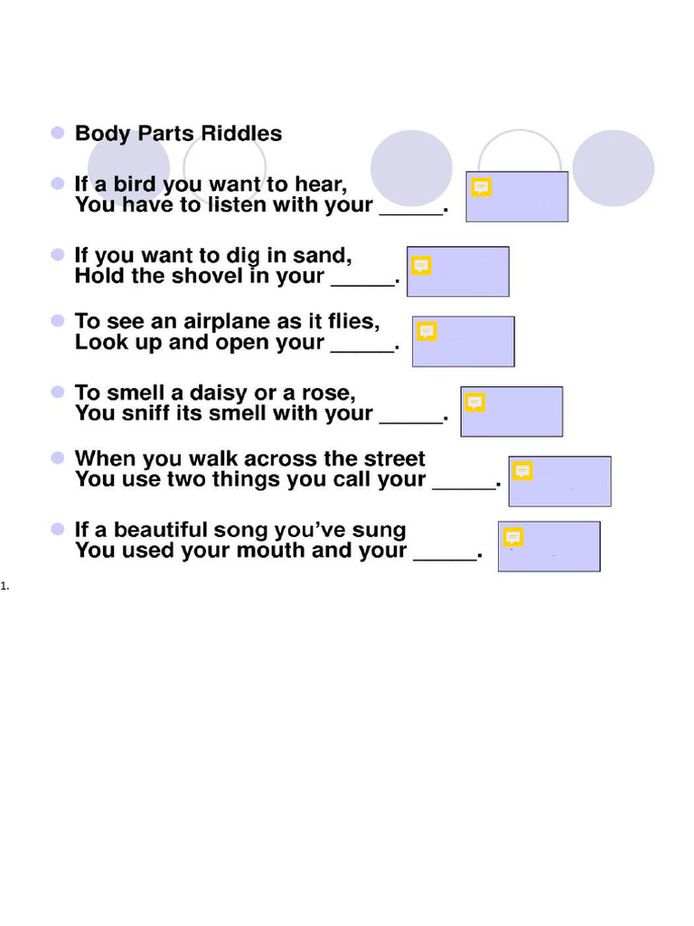 Parts of The Body RIDDLES | PDF