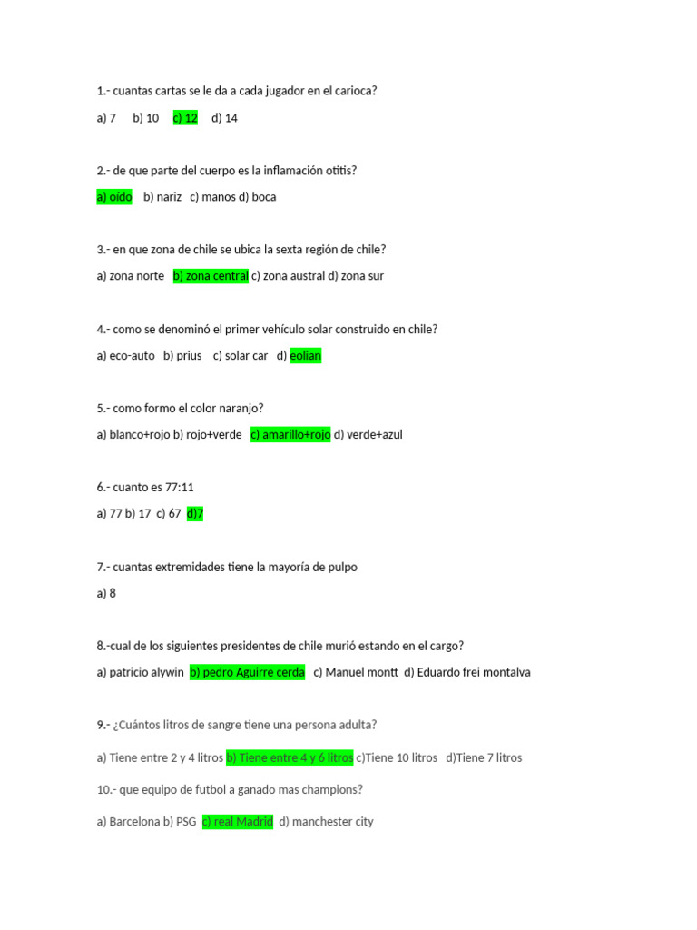 Preguntas de Trivia Variadas y Respuestas | PDF