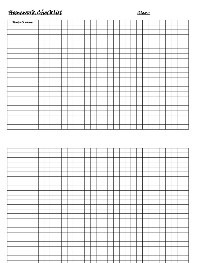 Homework Checklist for Students | PDF