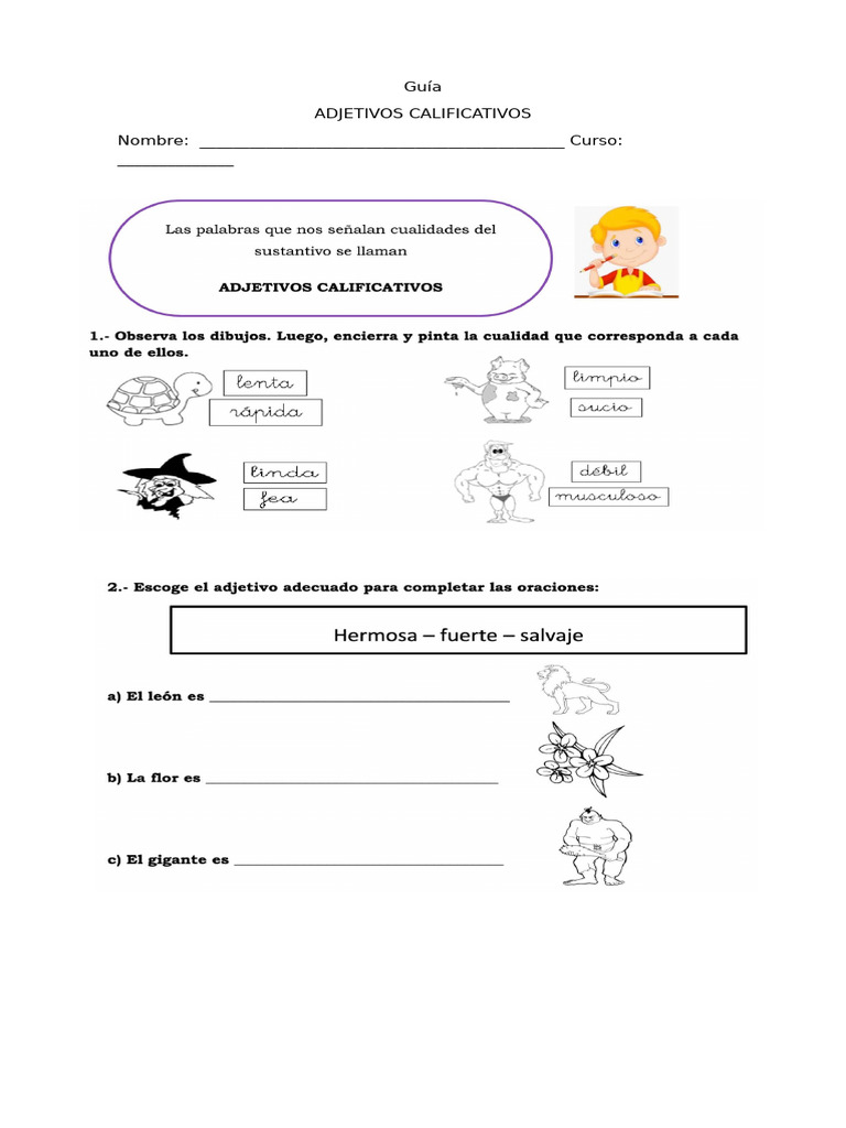 Guía Adjetivos | PDF