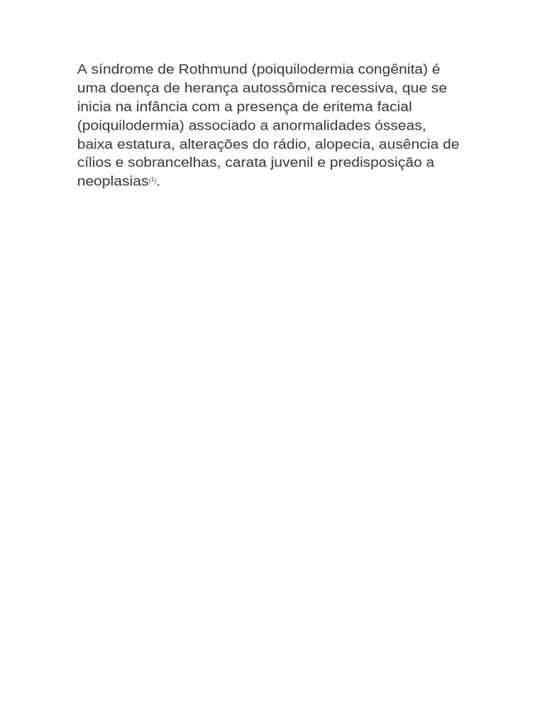 Síndrome de Rothmund: Sintomas e Causas | PDF